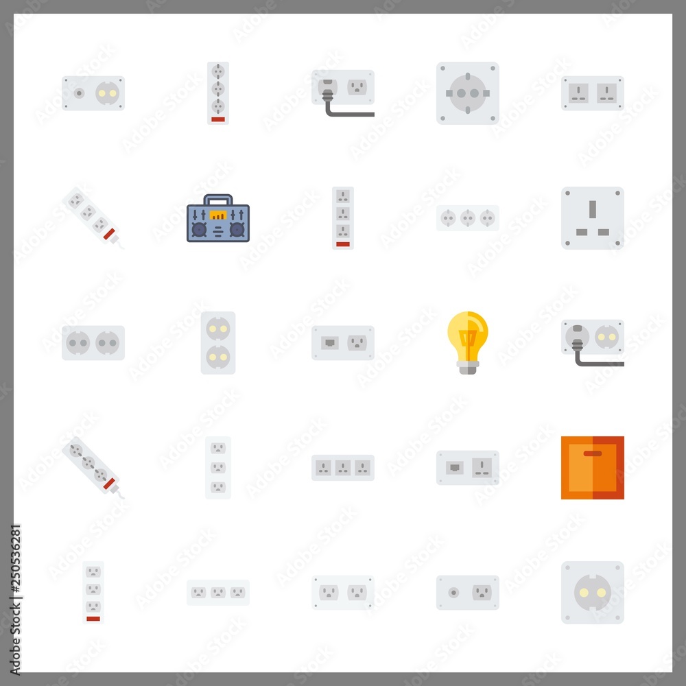 25 switch icon. Vector illustration switch set. turned off and socket ...