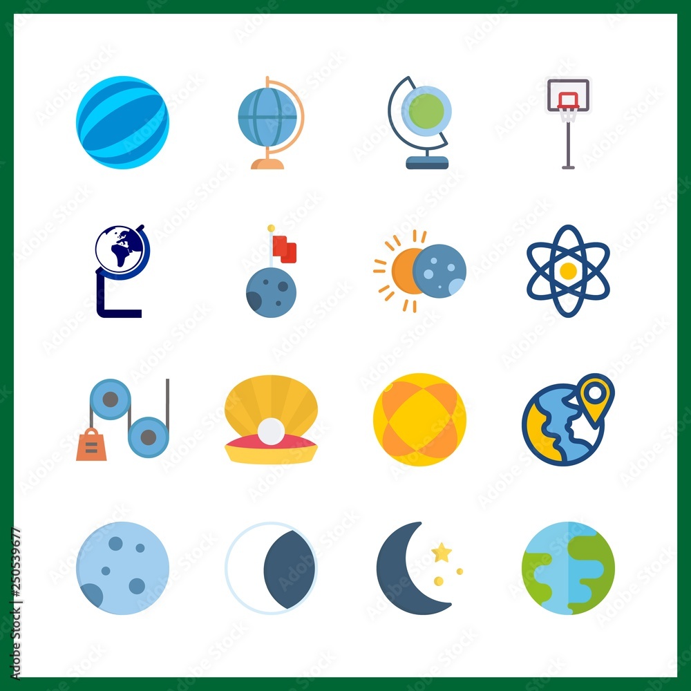 16 sphere icon. Vector illustration sphere set. planet earth and ball ...
