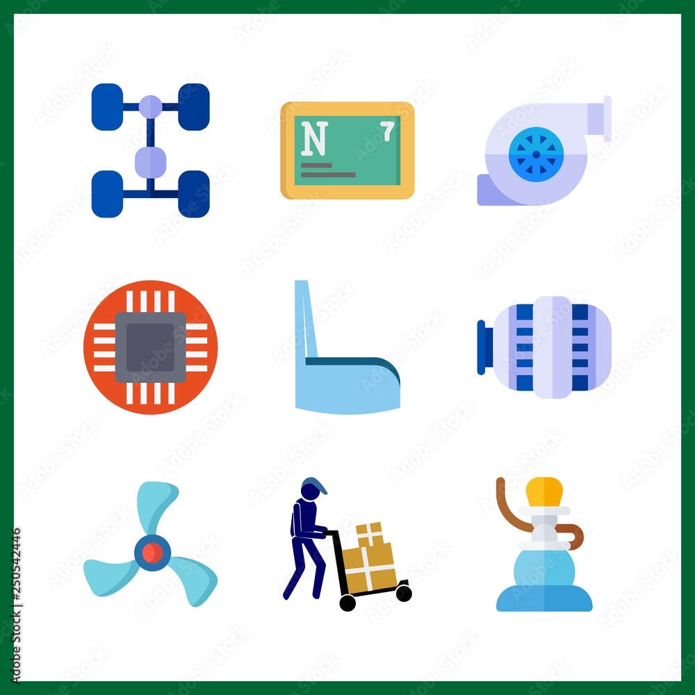 9 industrial icon. Vector illustration industrial set. load bearing and ...