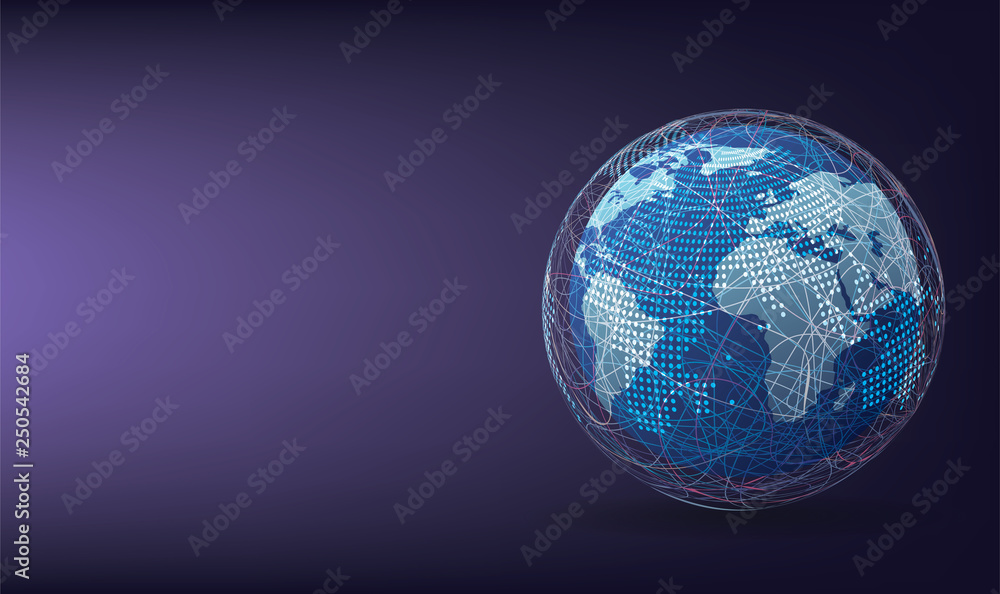 Global network connection. World map point and line composition concept ...