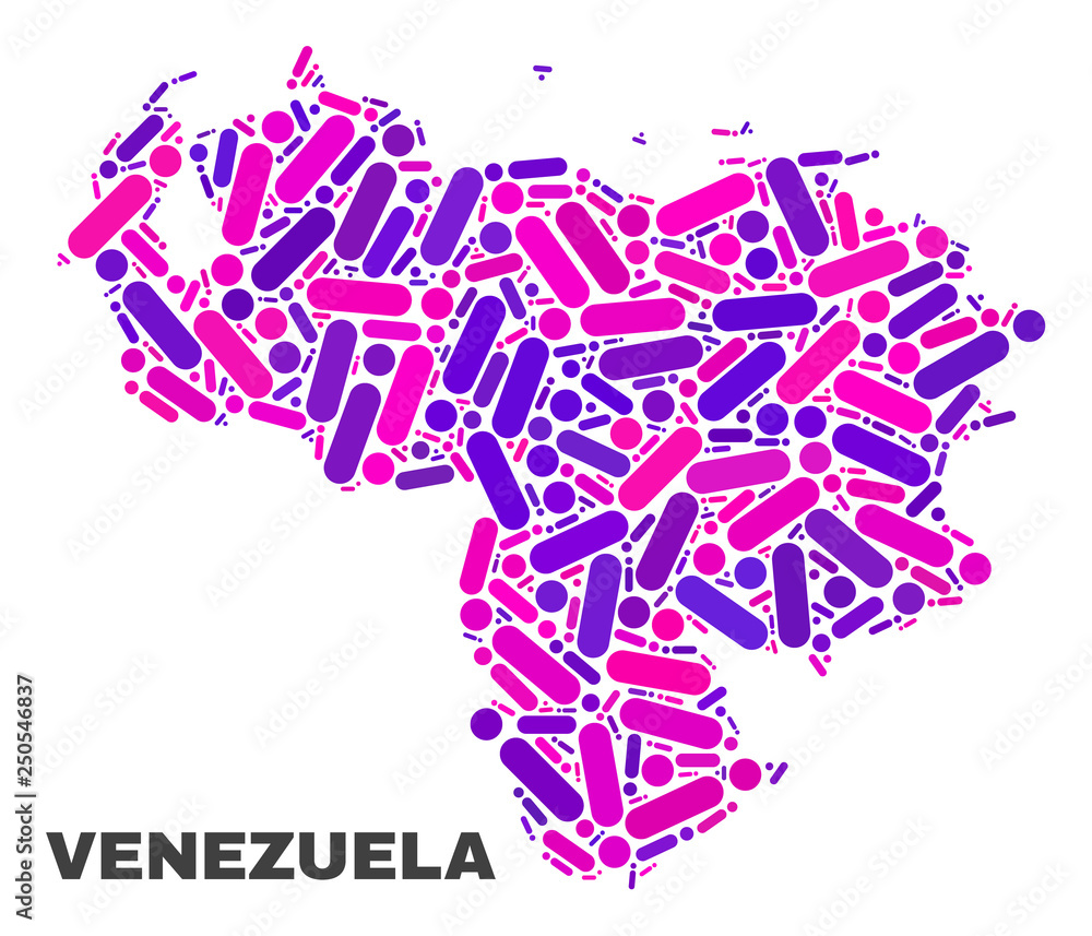 Mosaic Venezuela map isolated on a white background. Vector geographic ...