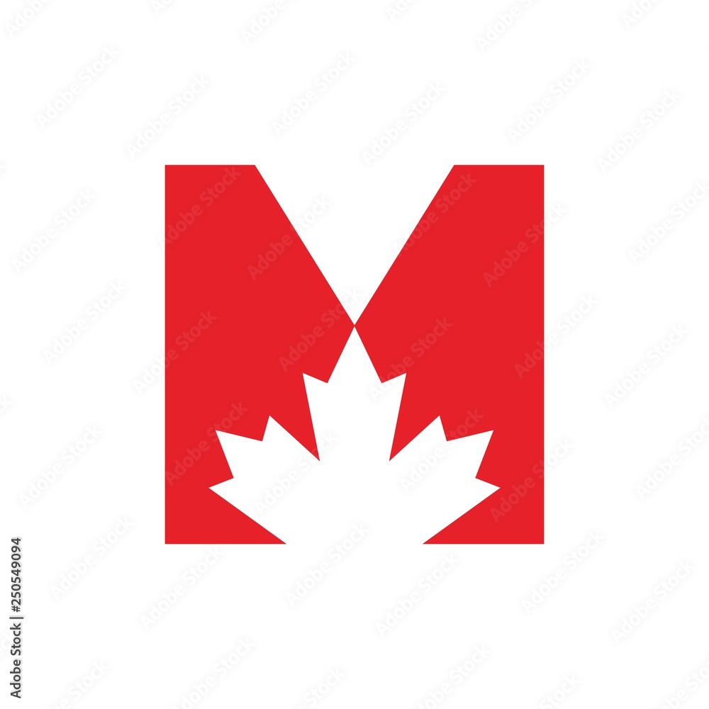letter M with maple leaf vector logo. Stock Vector | Adobe Stock