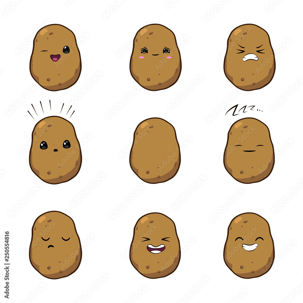vector illustration of an potatoes Cute cartoon vegetable vector ...