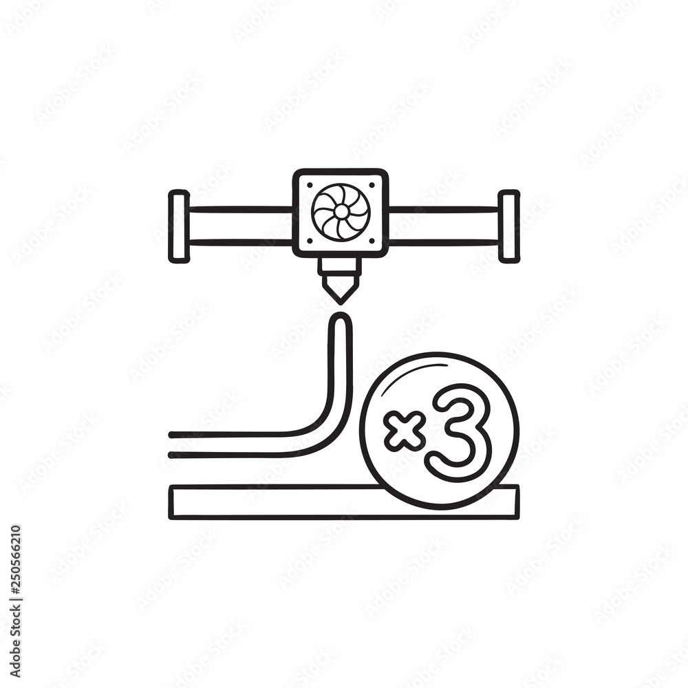 3D printing nozzle hand drawn outline doodle icon. Stock Vector | Adobe ...