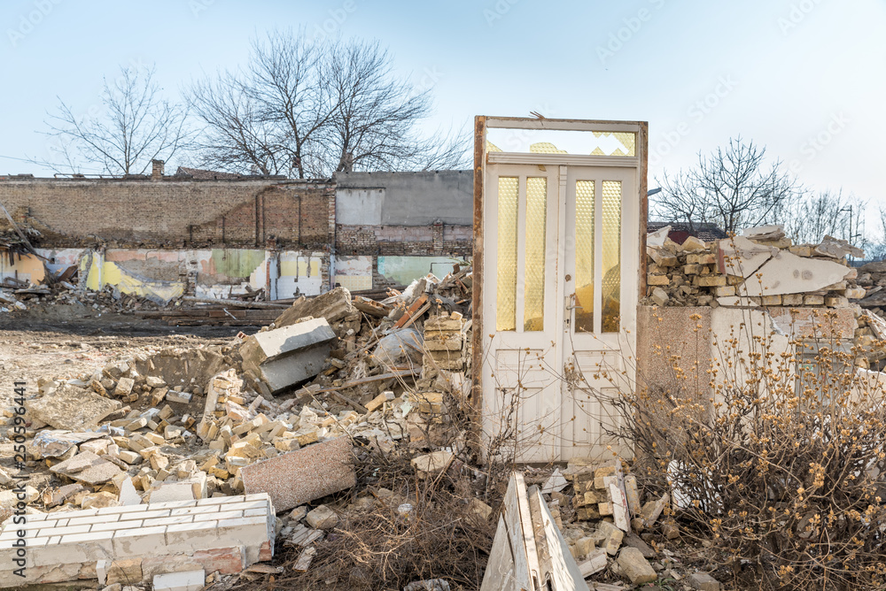 Abandoned damaged house, Remains of hurricane or earthquake aftermath ...