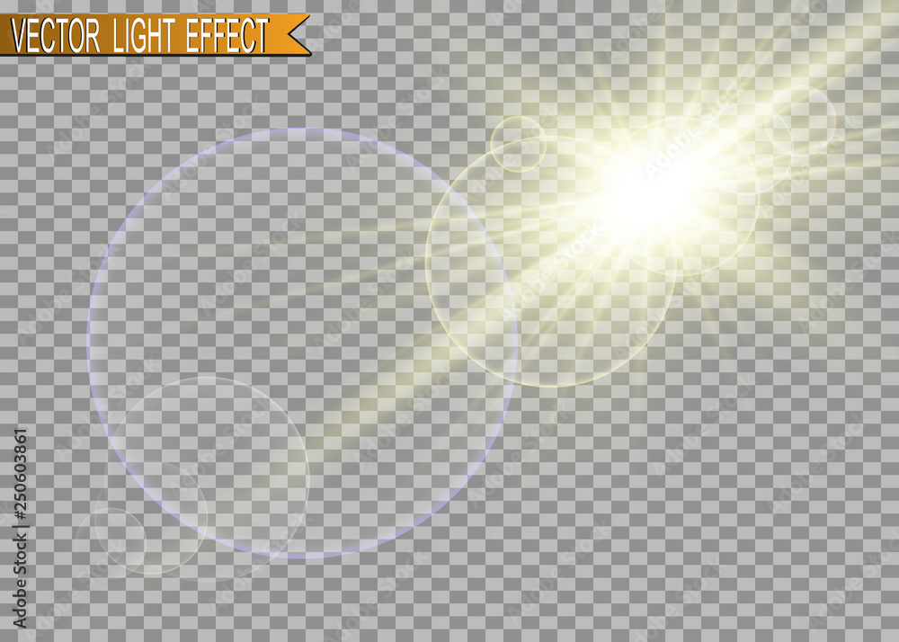 Special lens flash, light effect. The flash flashes rays and ...