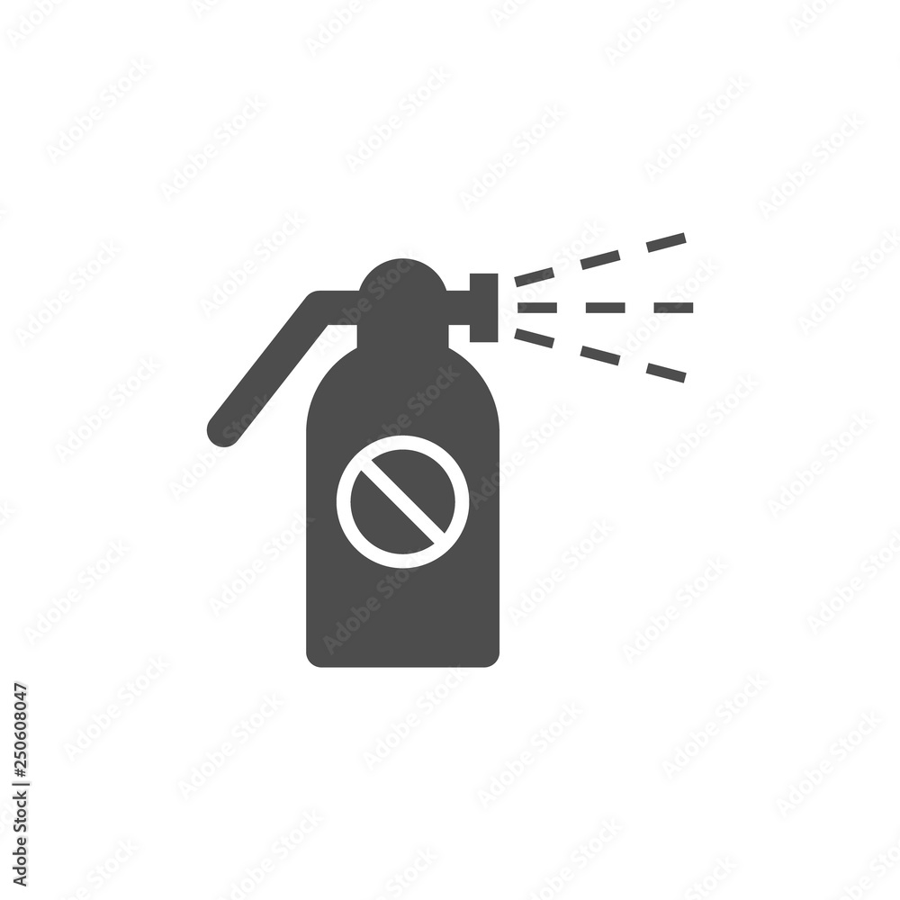 Atomizer with ban sign sprayer gun vector icon. Spraying pesticides ...
