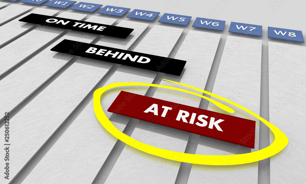 At Risk Projects Tasks Schedule Timeline Gantt Chart 3d Illustration ...