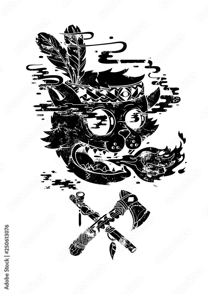 The Hangover cat spitting fire Stock Illustration | Adobe Stock