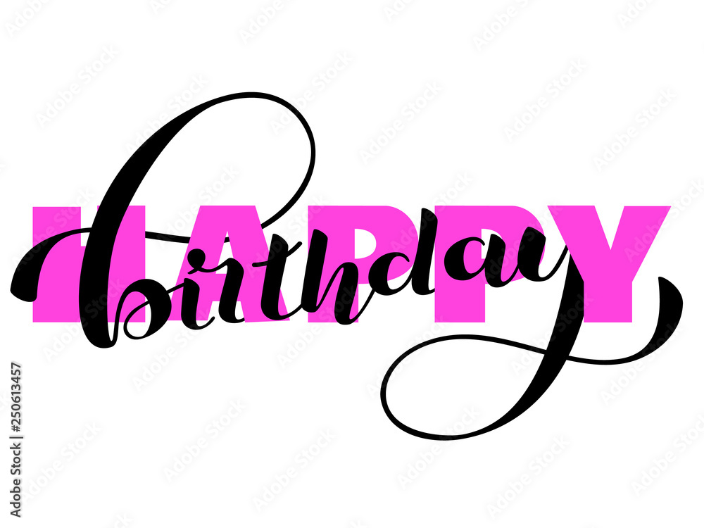 Happy birthday lettering. Overlapping Text Layout. Vector illustration ...