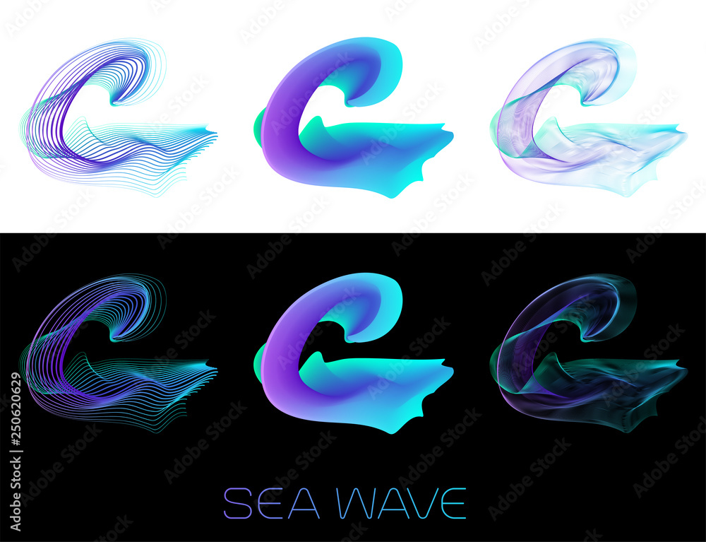 C letter sea wave vector bright design logo Stock Vector | Adobe Stock