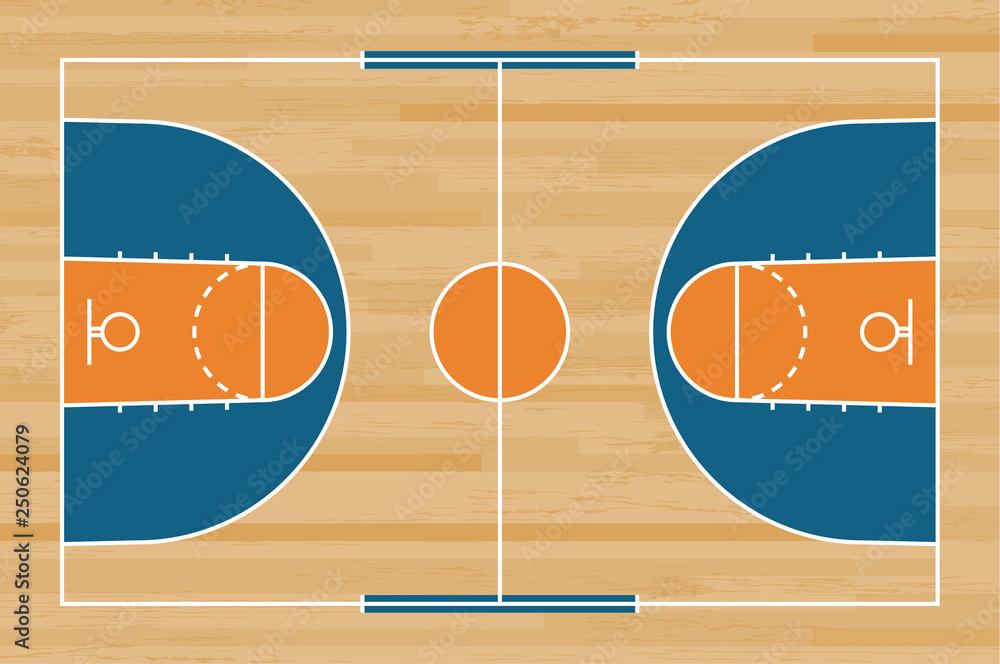 Basketball court floor with line on wood pattern texture background ...