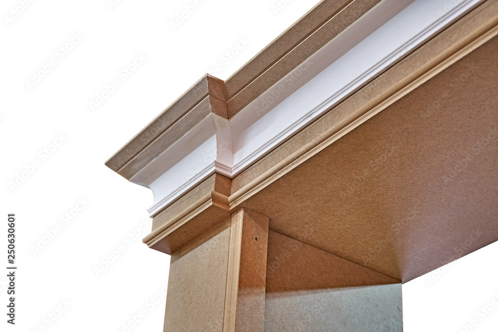 Crown molding. Home library with classic design. Wooden furniture ...