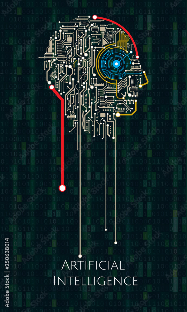 Illustration of human face made by circuit digital network for ...