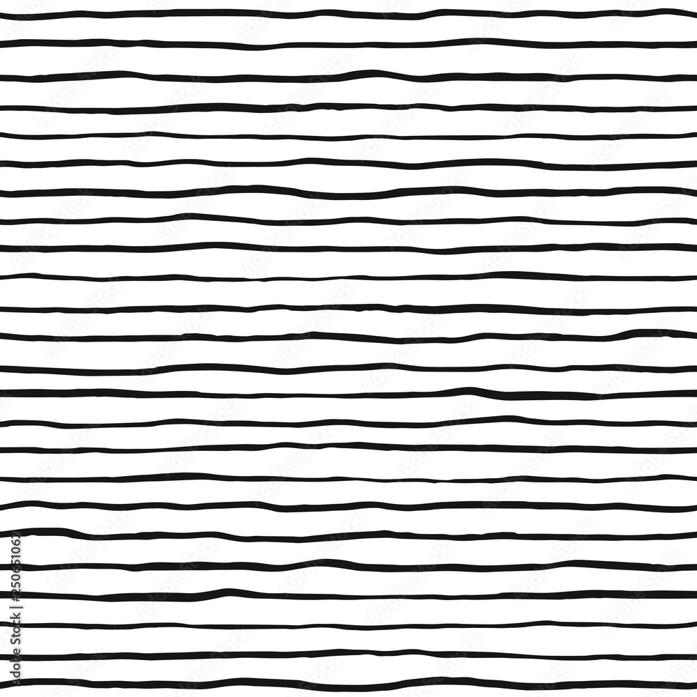 Brush hand drawn ink uneven textured stripes seamless vector pattern ...