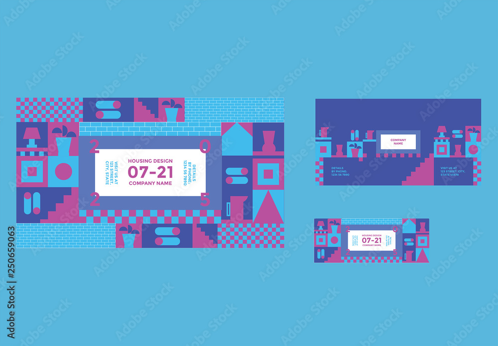 Social Media Cover and Post Layouts with Geometric Elements Stock ...