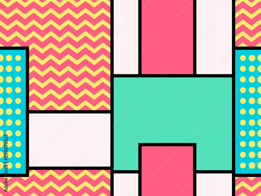 Geometric seamless pattern in the memphis style of the 80s. Dots and ...