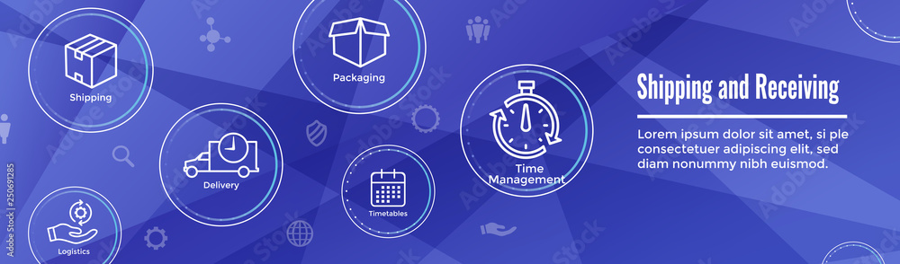 Shipping and Receiving Icon Set with Boxes, Warehouse, checklist, etc ...