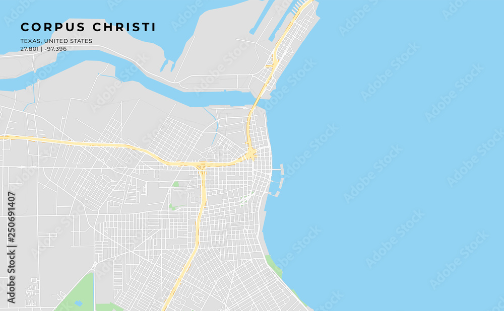 Printable street map of Corpus Christi, Texas Stock Vector | Adobe Stock