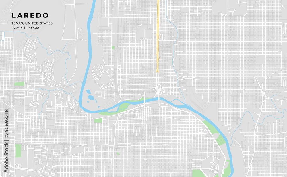 Printable street map of Laredo, Texas Stock Vector | Adobe Stock