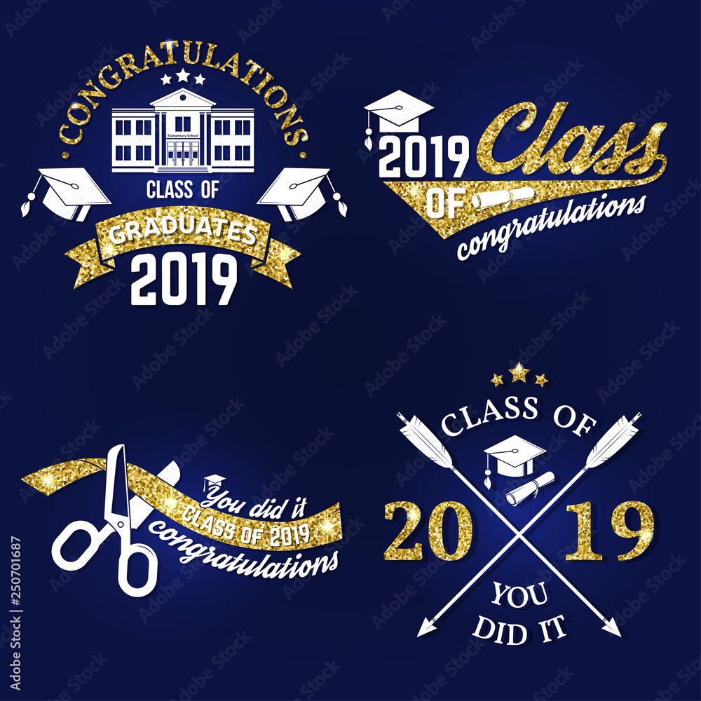 Vector Class of 2019 badge. Concept for shirt, print, seal, overlay or ...