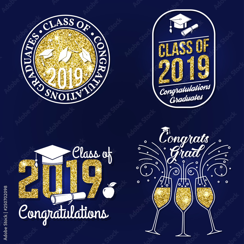 Vector Class of 2019 badge. Concept for shirt, print, seal, overlay or ...