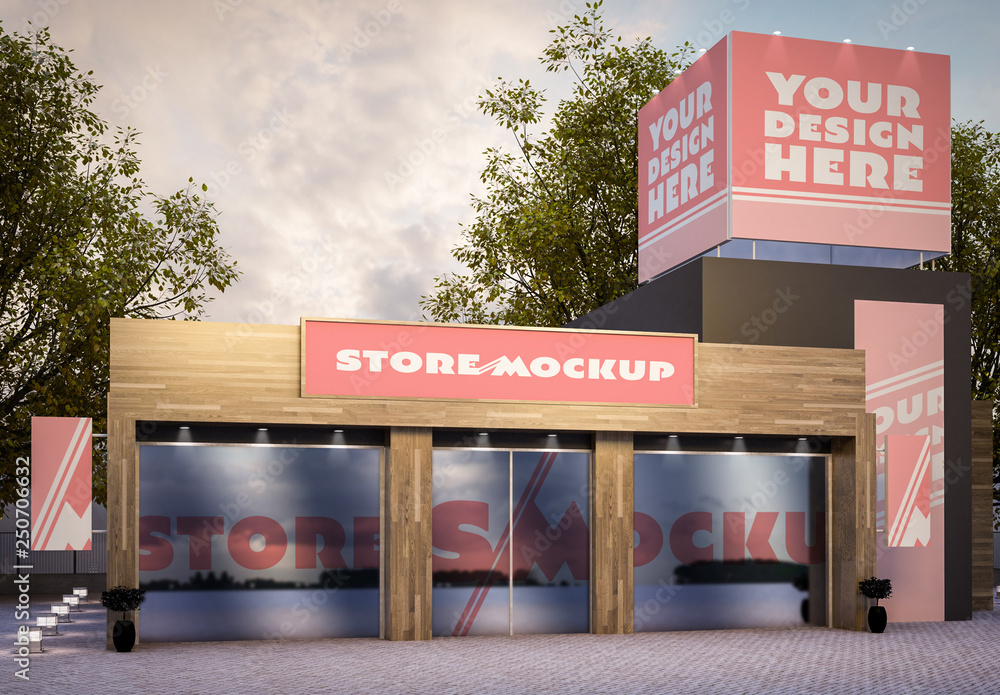 Store Signage and Outdoor Advertising Mockup Stock Template | Adobe Stock