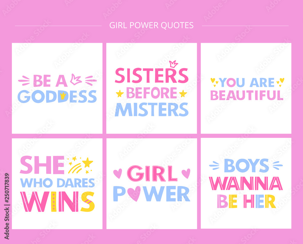 Girl power quotes. Cute vector hand lettering quotes and illustrations ...