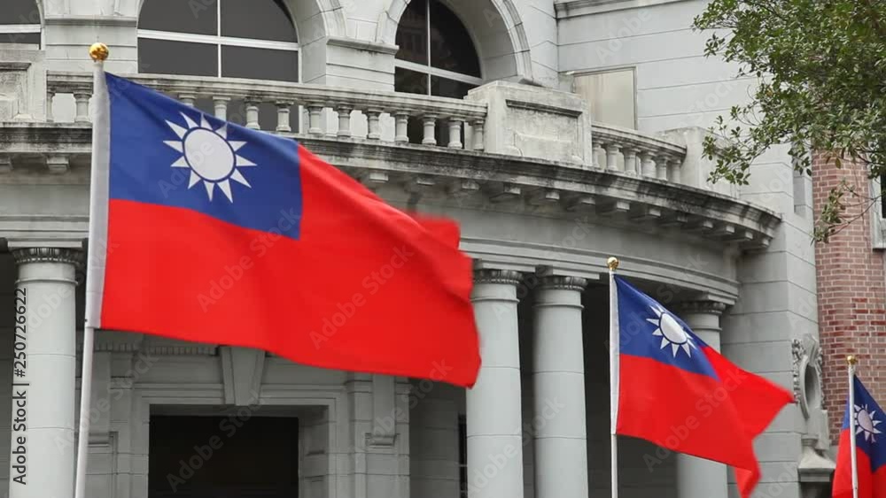 MS Government building with flags of taiwan / Taipei, Taiwan Stock ビデオ ...