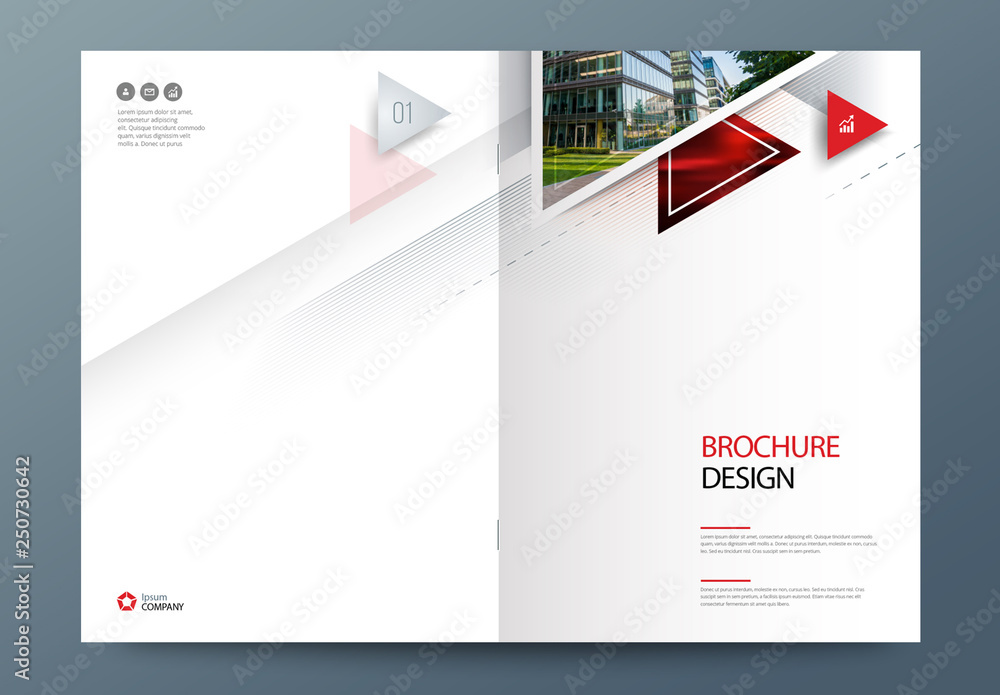Business Report Cover Layout with Triangles Stock Template | Adobe Stock