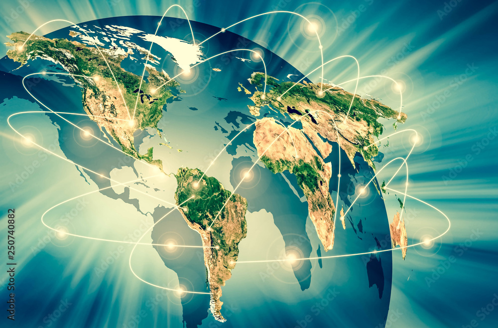 Physical world map illustration. Elements of this image furnished by ...