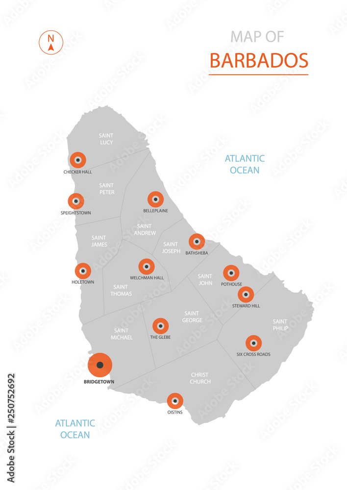 Barbados map with administrative divisions. Stock Vector | Adobe Stock