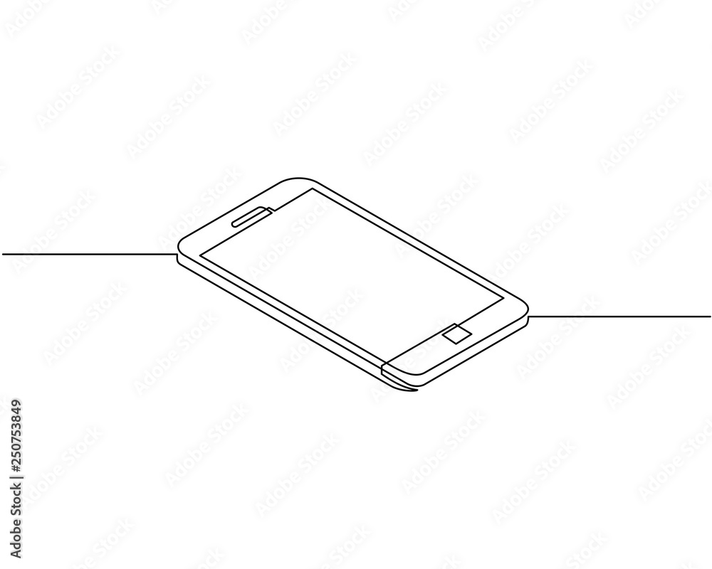 continuous line drawing of a mobile phone. vector Stock Vector | Adobe ...