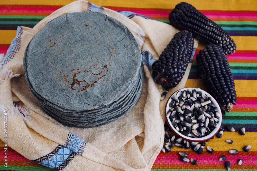 tortillas azules, blue corn, mexican food traditional food in mexico ...