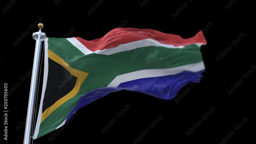 4k Seamless South Africa flag waving in wind;fully digital rendering ...