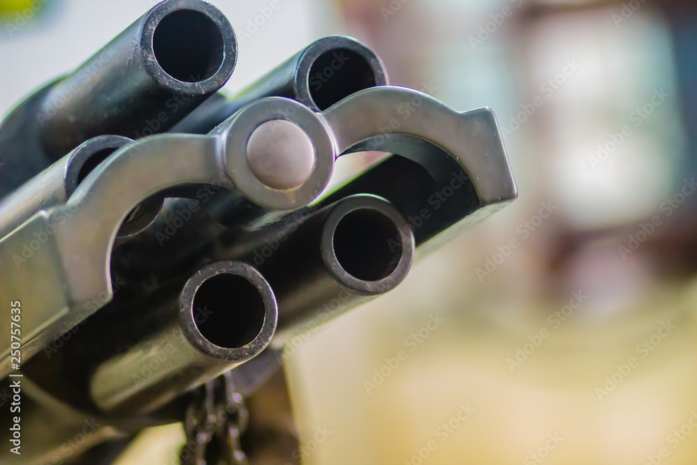 Old Gatling gun, one of the best-known early rapid-fire spring loaded ...