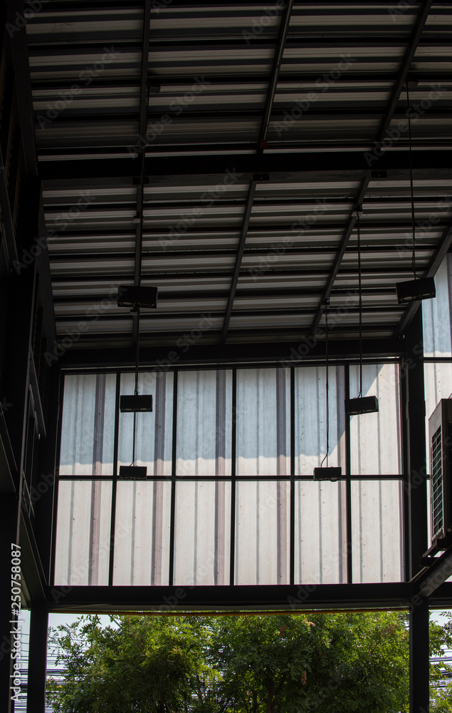 Aluminum Metal corrugated roof sheets and black steel column structure ...