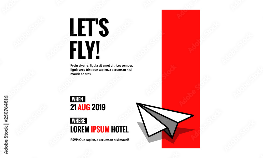 Let's Fly Invitation Design with Where and When Details Stock Vector ...