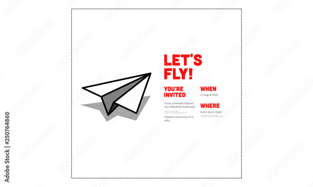 Let's Fly Invitation Design with Where and When Details vector de Stock ...