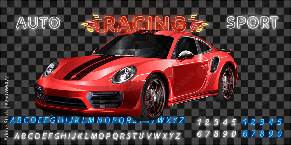 Racing Super car design concept. Unique modern realistic art. Generic ...