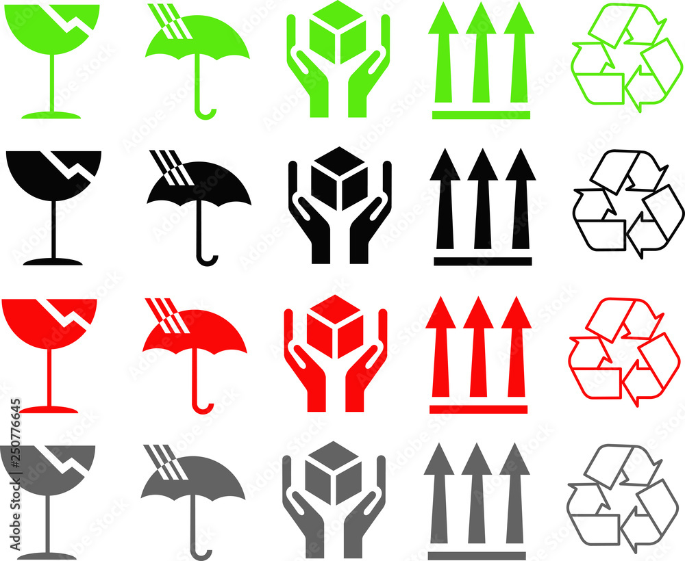 Colorful icon for packaging box and safe packaging Stock Illustration ...