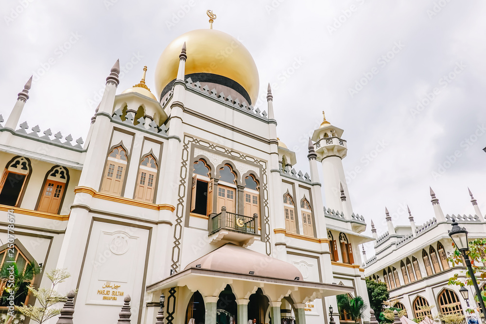 Main view of Masjid Sultan (Sultan Mosque) at Muscat Street in the ...