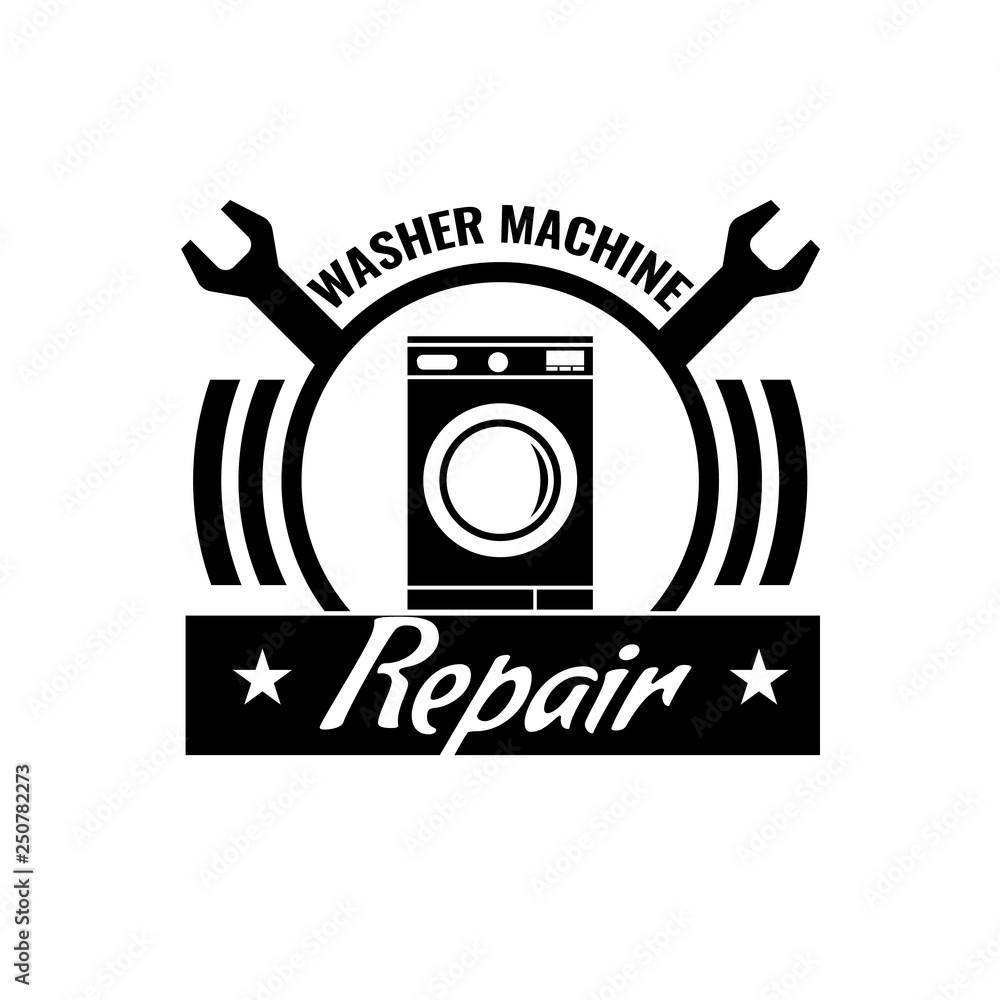 Washing machine repair icon or logo concept. Washing machine repair ...