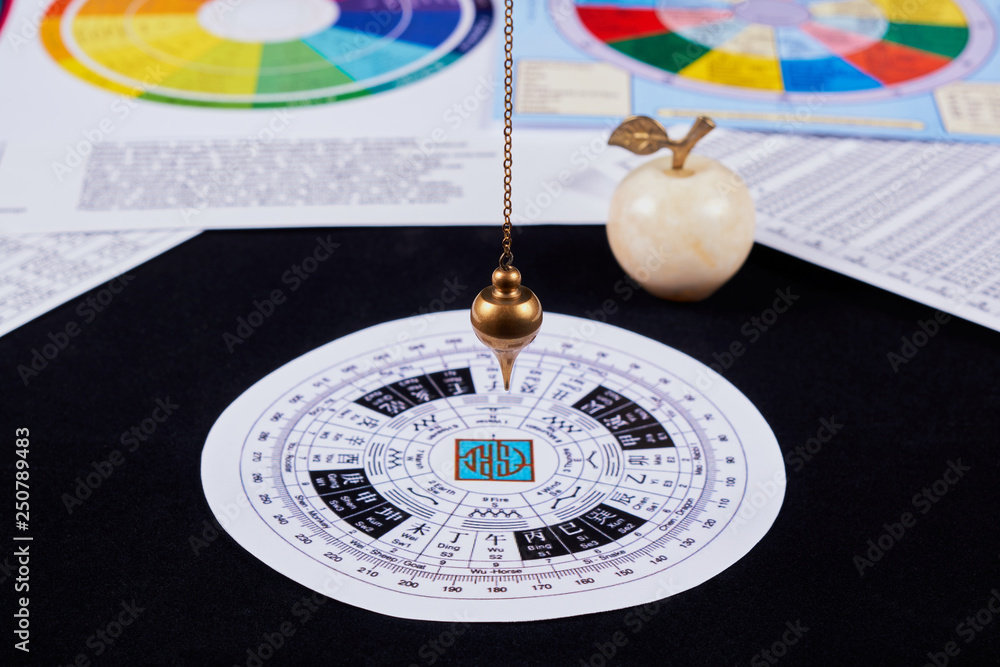 Astrological pendulum for tarot and astrological circle on the ...