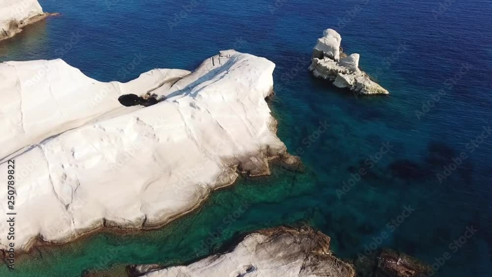 Aerial drone bird's eye view video of iconic lunar volcanic white chalk ...