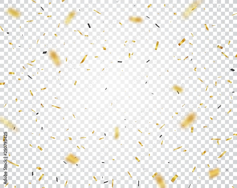 Gold confetti background, isolated on transparent background Stock ...