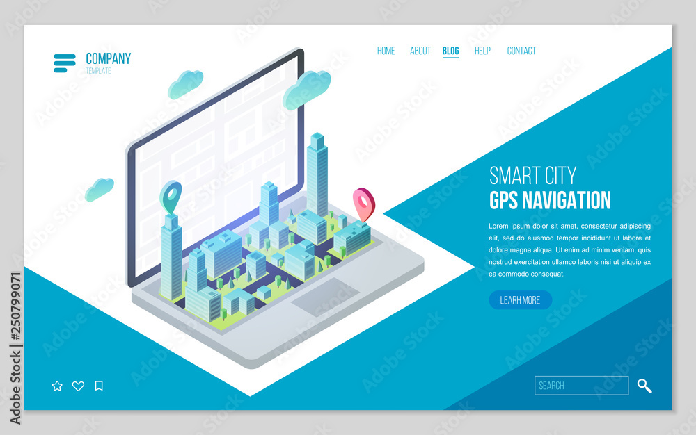 Design website or landing page template. Minimal modern concept for gps ...