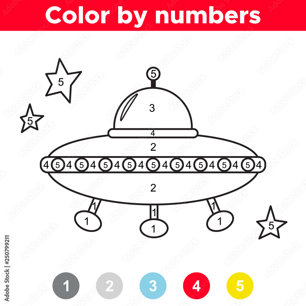 Color by number for preschool and school kids. Coloring page or book ...