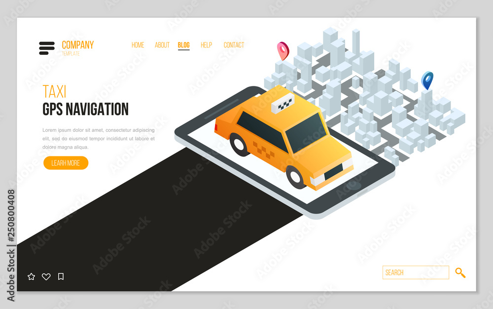 Design website or landing page template. Minimal modern concept for gps ...