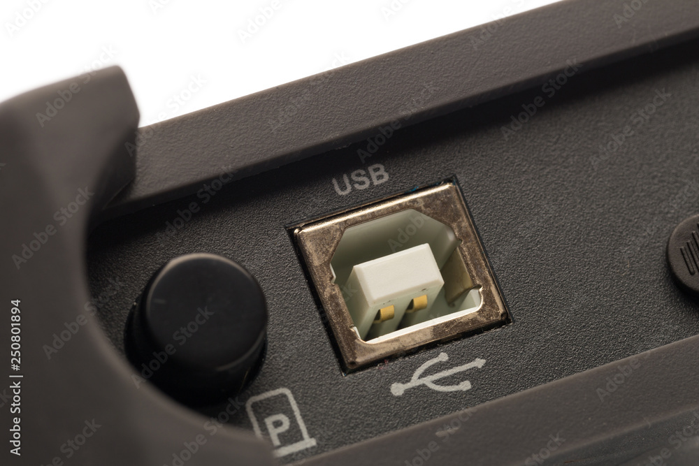USB type B input of digital signal oscilloscope Stock Photo | Adobe Stock